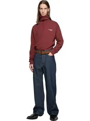 Acne Studios Zip-up Funnel Neck Sweatshirt - Maroon Red