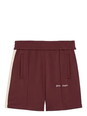 Palm Angels Striped Jersey Drawstring Shorts - Burgundy