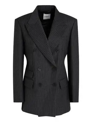 Sandro Double-breasted Pinstriped Wool Blazer - Dark Gray