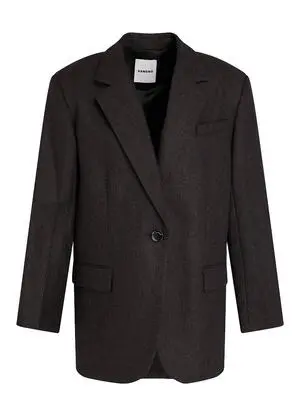 Sandro Pinstriped Wool-blend Blazer - Dark Brown
