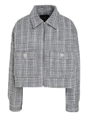 Maje Cropped Sequin-embellished Tweed Jacket - Gray