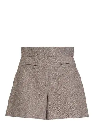Sandro Crystal-embellished Herringbone Tweed Shorts - Mushroom