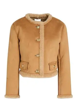 Sandro Teddy Fleece Jacket - Camel