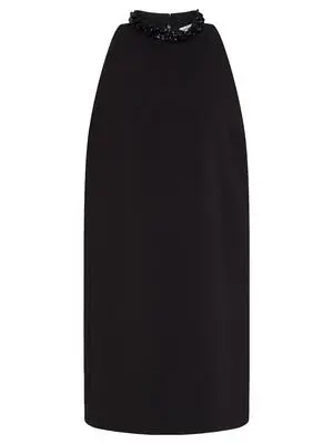 Sandro Embellished Crepe Mini Dress - Black
