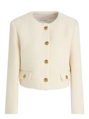 Sandro Cropped Tweed Jacket - Cream