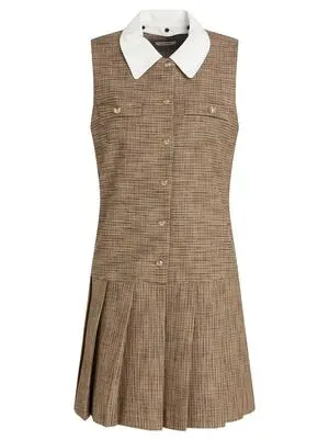 Sandro Houndstooth Tweed Mini Dress - Light Brown