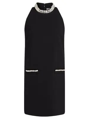 Sandro Crystal-embellished Crepe Mini Dress - Black