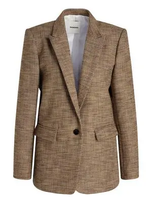 Sandro Houndstooth Tweed Blazer - Light Brown