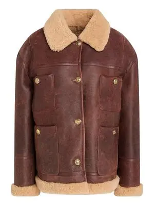 Sandro Shearling Jacket - Brown