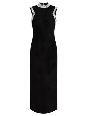 Sandro Bead-embellished Velour Midi Dress - Black