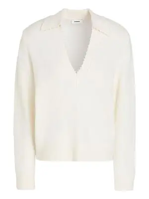 Sandro Bead-embellished Wool Polo Sweater - Ecru