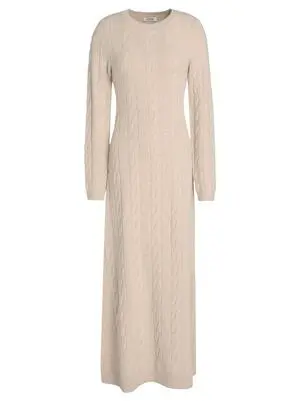 Sandro Cable-knit Wool And Cashmere-blend Midi Dress - Beige