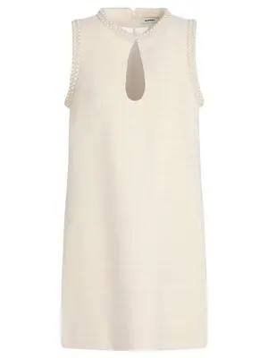 Sandro Faux Pearl-embellished Tweed Mini Dress - Ecru