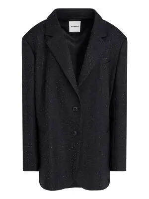 Sandro Crystal-embellished Herringbone Wool-flannel Blazer - Charcoal
