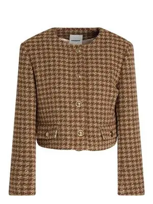 SANDRO Cropped Houndstooth Bouclé-Tweed Jacket