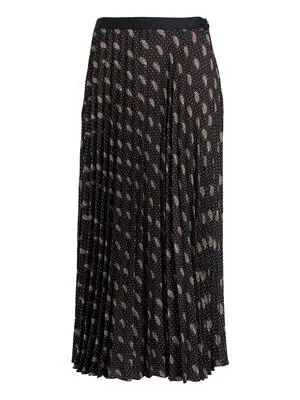 Sandro Pleated Paisley-print Satin-twill Midi Skirt - Black