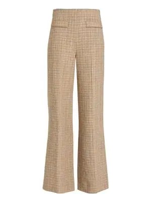 Sandro Metallic Tweed Wide-leg Pants - Sand