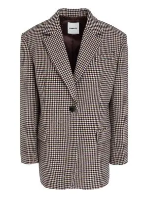 SANDRO Houndstooth Wool-Blend Tweed Blazer