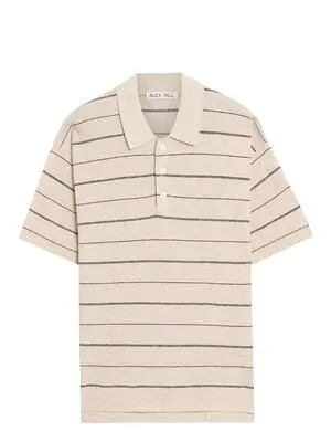 ALEX MILL Striped Cotton And Linenblend Piqué Polo Shirt - Beige