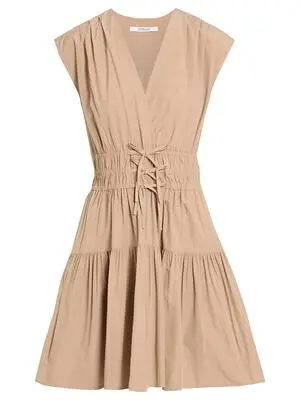 Derek Lam 10 Crosby Tora Tiered Cotton-poplin Mini Dress - Camel