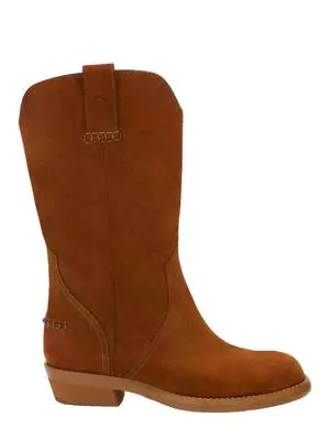 ODISSI Frances Suede Cowboy Boots - Brown