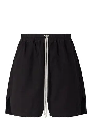 Rick Owens Long Boxer Straight-leg Cotton-canvas Shorts - Black
