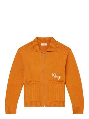CHERRY LOS ANGELES Logo-embroidered Cotton Zip-up Cardigan - Orange