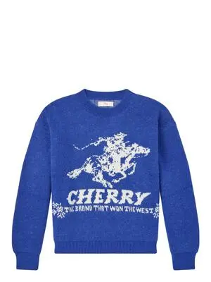 CHERRY LOS ANGELES Jacquard-knit Alpaca-blend Sweater - Blue