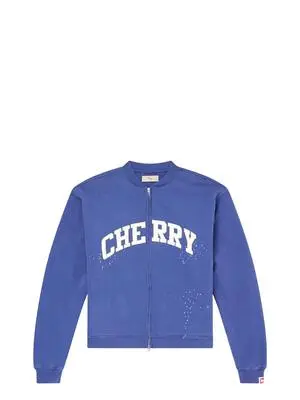 CHERRY LOS ANGELES Logo-appliquéd Cotton-jersey Zip-up Sweatshirt - Blue