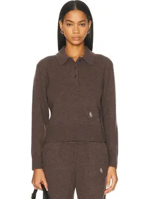SPORTY & RICH Src Cashmere Polo Sweater - Toffee