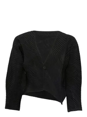 Issey Miyake Button Pleated Blouse - Black