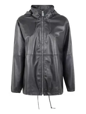 Liviana Conti Jerome Hooded Leather Jacket - Black