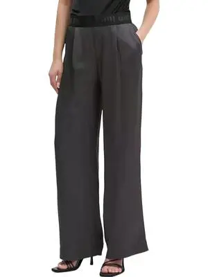 OUI Elasticated-waistband Wide Leg Trousers - Grey