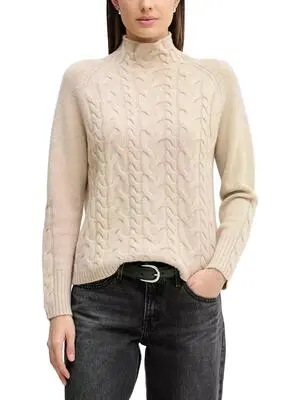 BENETTON Cable-knit High-neck Sweater - Neutrals