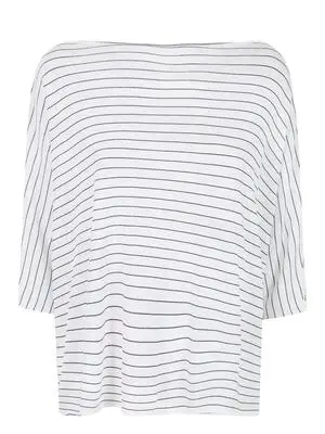Liviana Conti Striped Boat Neck Top - White