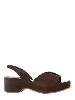 DEL CARLO Slingback Suede Platform Sandals - Brown