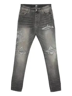 Amiri Ripped Embroidery Jeans - Grey