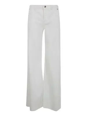 Blumarine Buttoned Wide Leg Jeans - White