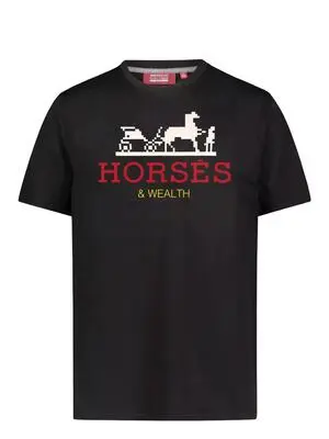MOSTLY HEARD RARELY SEEN Horses Wealth Graphic T-shirt - Black
