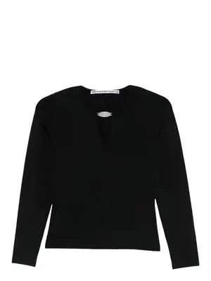 Alexander Wang Logo-plaque V-neck Sweater - Black