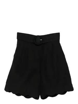 SCARLETT POPPIES Scalloped-trim Shorts - Black