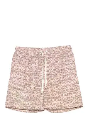 Eleventy Geometric-print Swim Shorts - Neutrals