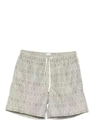 Eleventy Geometric-print Swim Shorts - Green