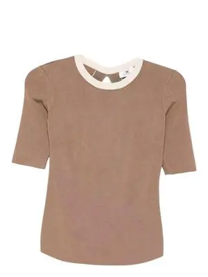 Elisabetta Franchi Ribbed Cut-out Top - Neutrals