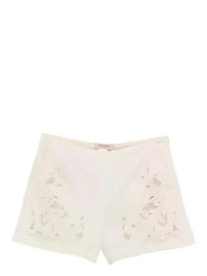 TWINSET Floral-embroidered Shorts - Neutrals
