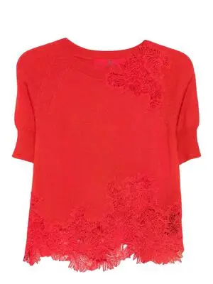 Ermanno Scervino Floral Lace Top - Red