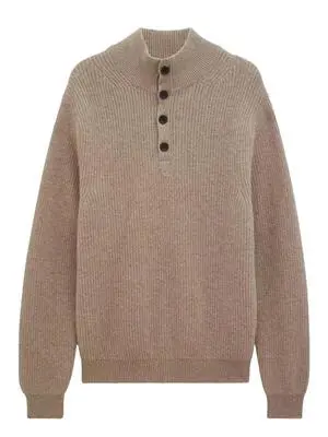 Pringle Of Scotland Turtleneck Ribbed Cashmere Sweater - Neutrals