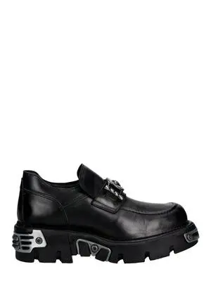 NEW ROCK Embellishment Loafers - Black