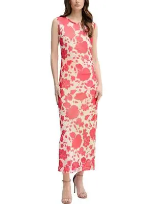 MARC AUREL Floral Gathered Dress - Red