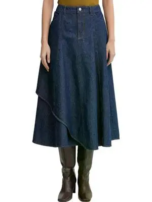 HOSS INTROPIA A-line Asymmetric Skirt - Blue